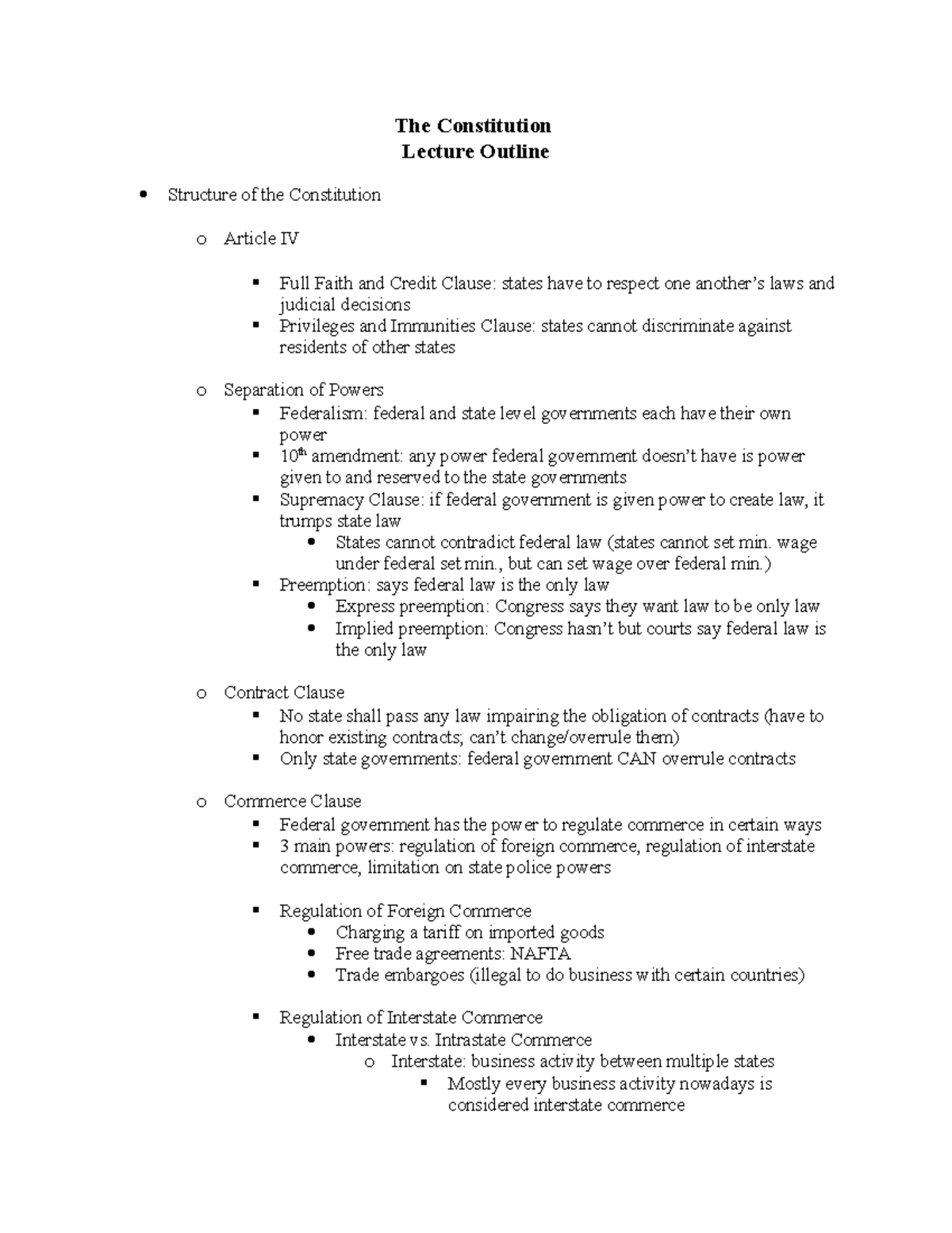 Ch 6 Constitutional law - The Constitution Lecture Outline Structure of ...