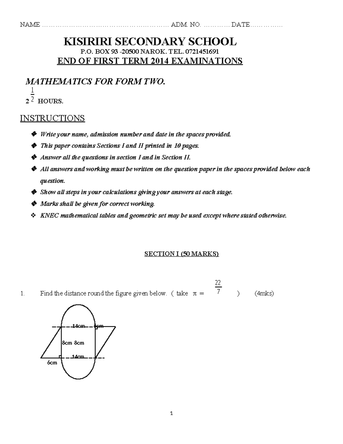 Math 19th - basic math - NAME ...
