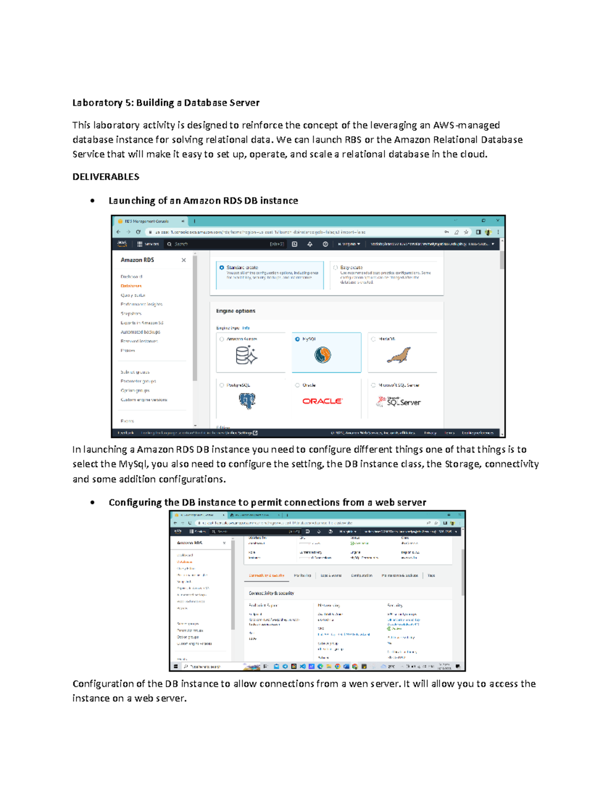 Laboratory 5 - We can launch RBS or the Amazon Relational Database ...