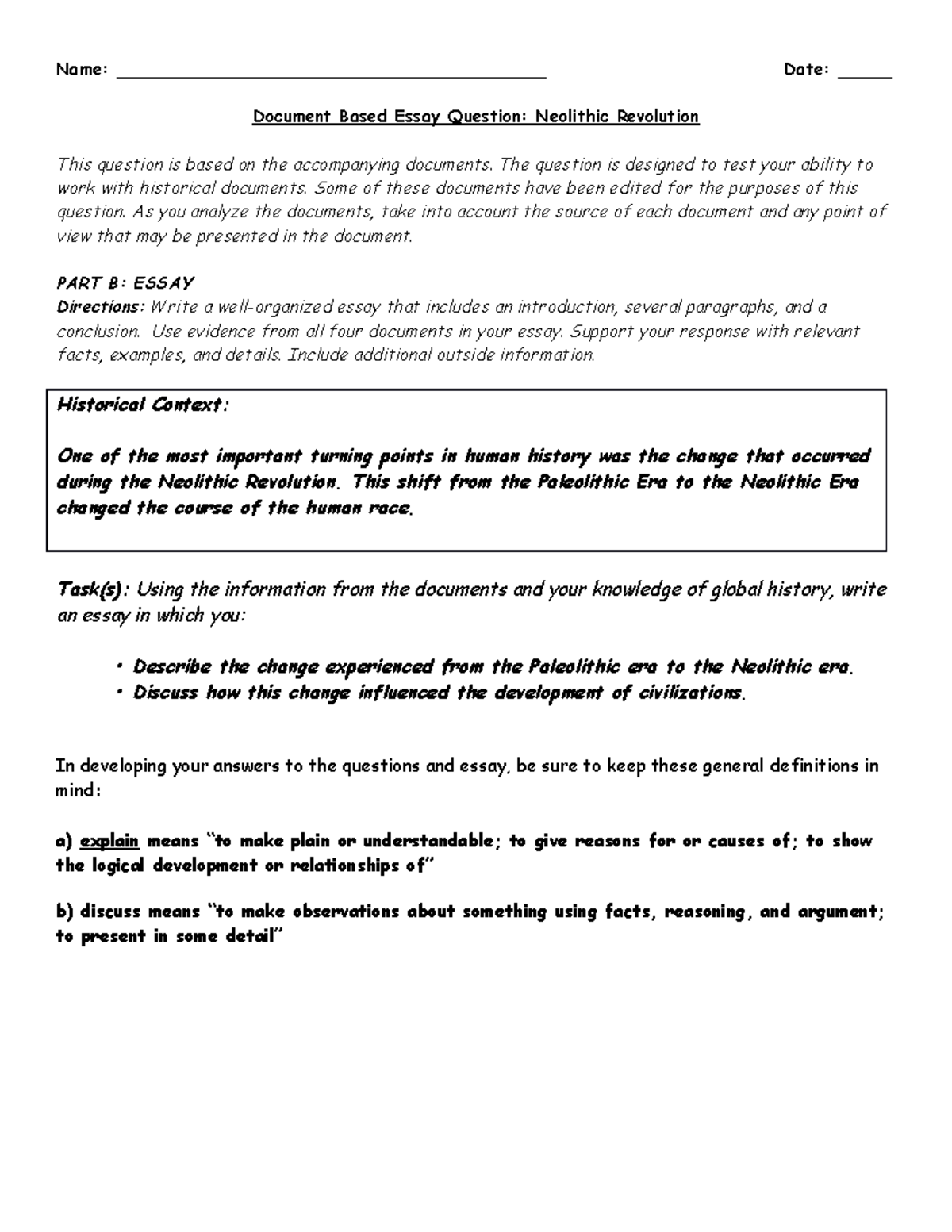 SC9 GHI Neolithic Revolt Essay - Name ...