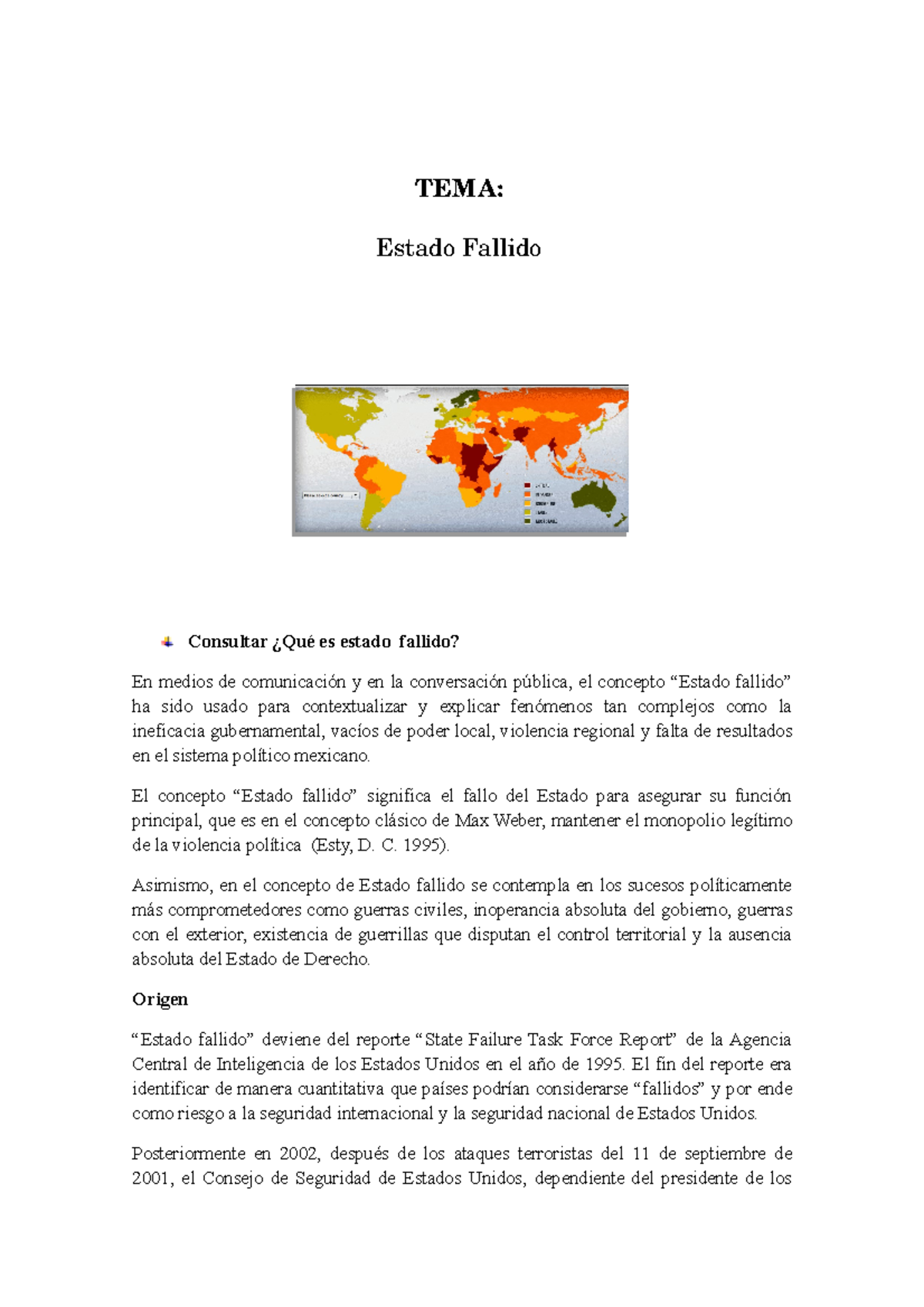 Estado Fallido - TEMA: Estado Fallido Consultar ¿Qué es estado fallido ...