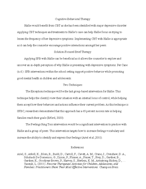 COUN5254 Case Study Treatment Plan 1 - COUN5254 CASE STUDY TREATMENT ...