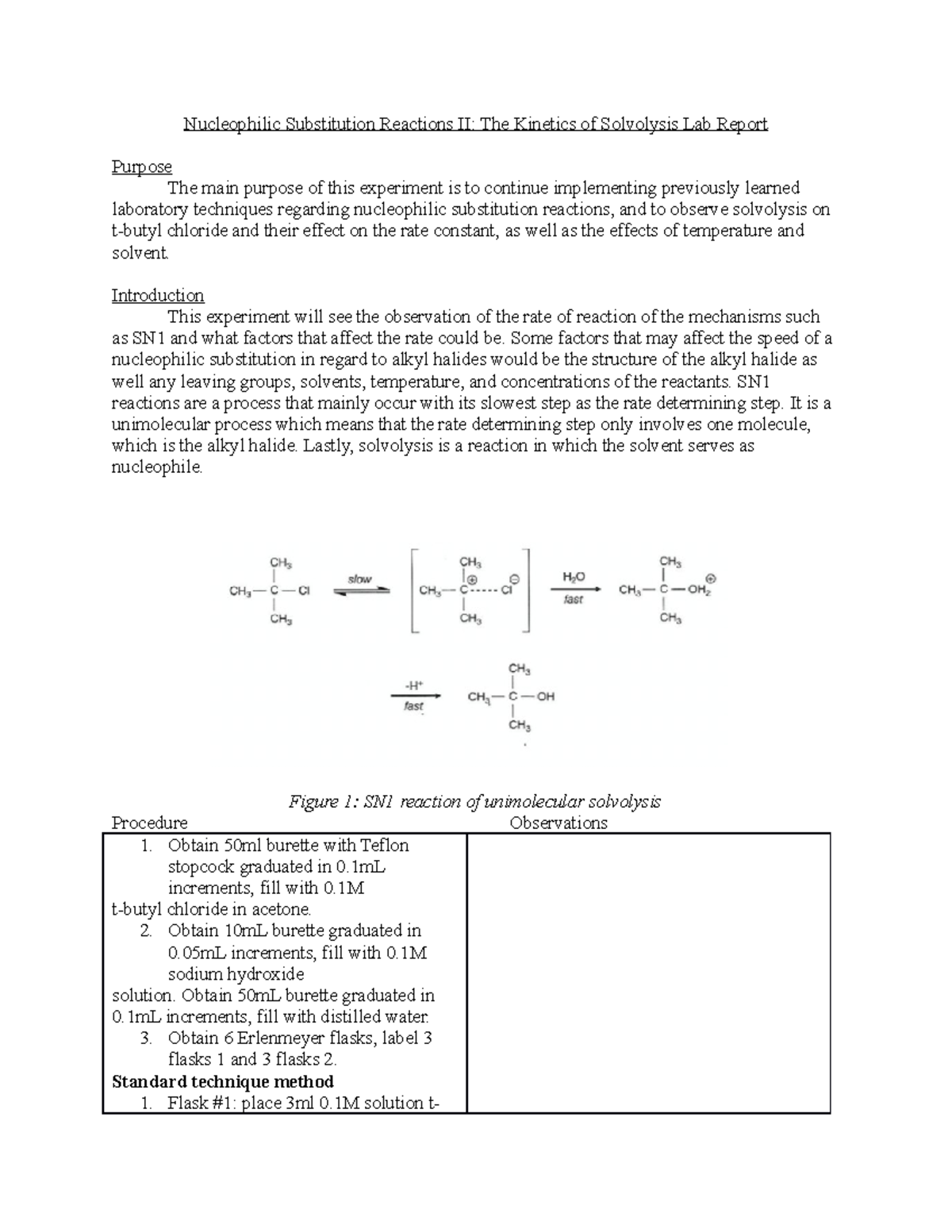 Nucleophilic Substitution Reactions II Lab Report - Nucleophilic ...