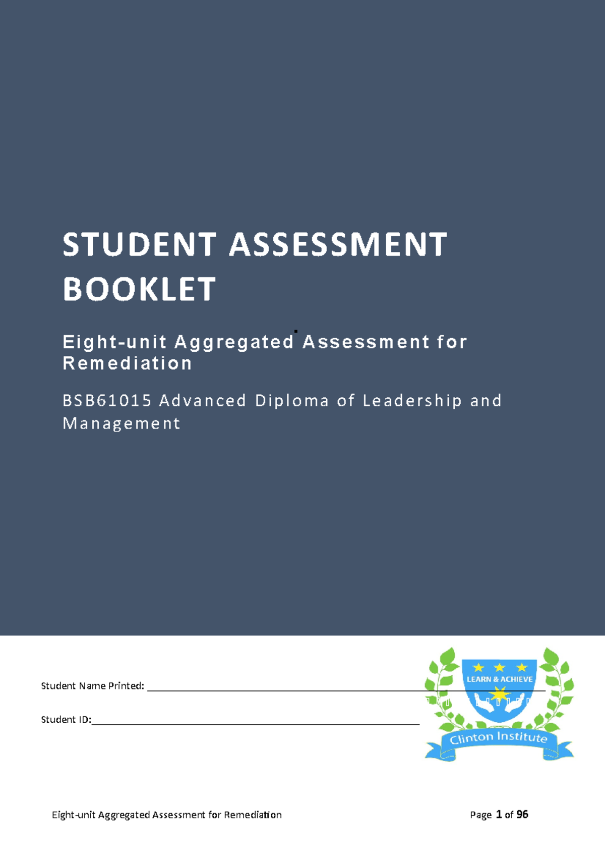 Student Assessment Booklet - Eight-unit Aggregated Assessment v1 1 ...