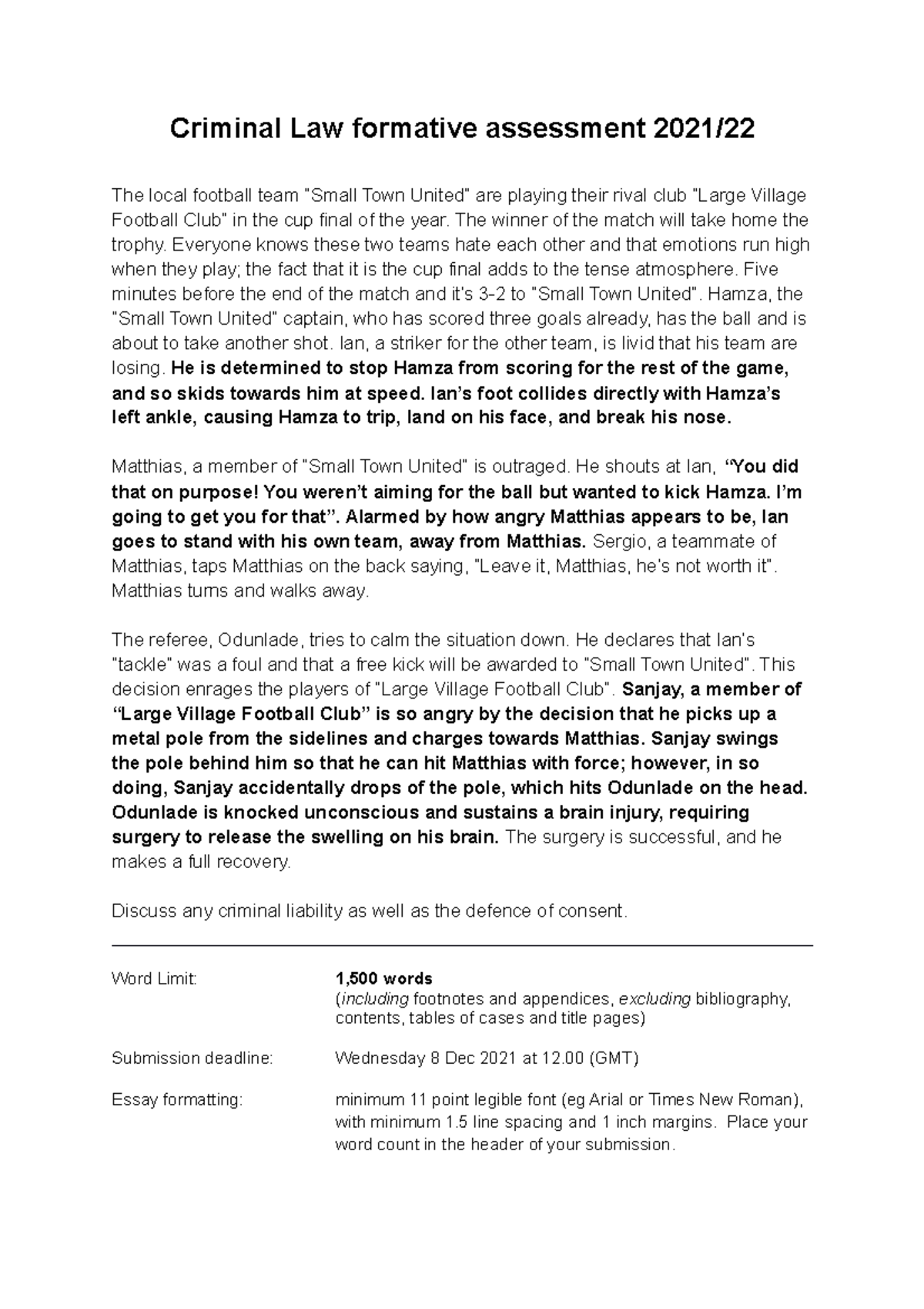 Criminal Formative - 2.1 - Criminal Law formative assessment 2021/ The ...