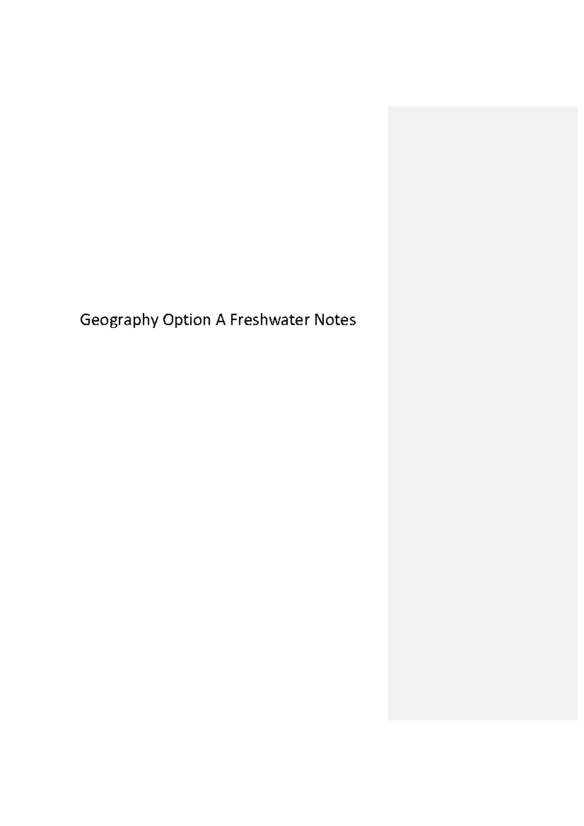 Freshwater resources notes - 091107 - Studocu