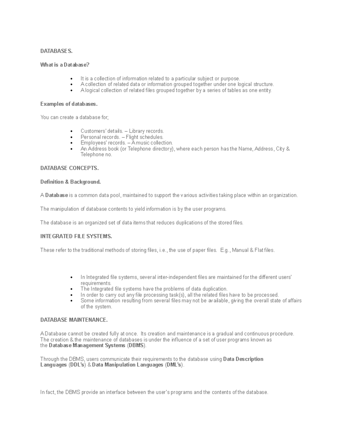 Databases Above Are The Lecture Notes Databases What Is A Database It Is A Collection Of