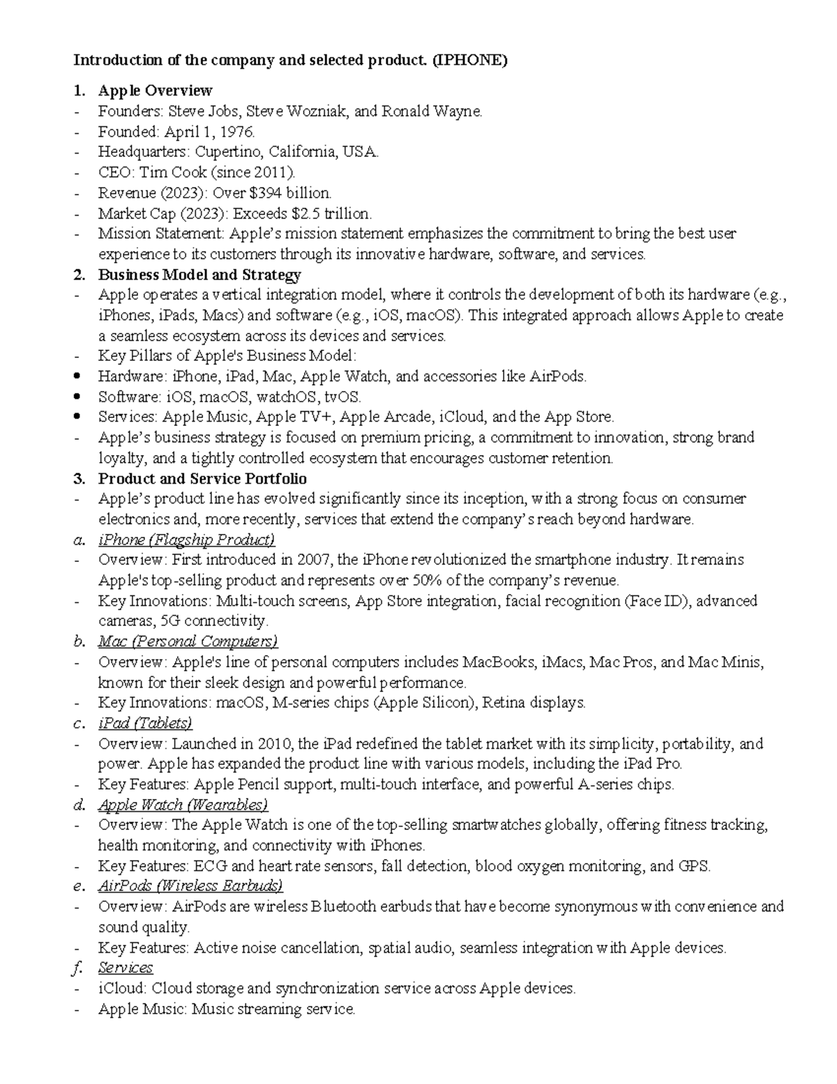 Apple Overview - Introduction of the company and selected product ...