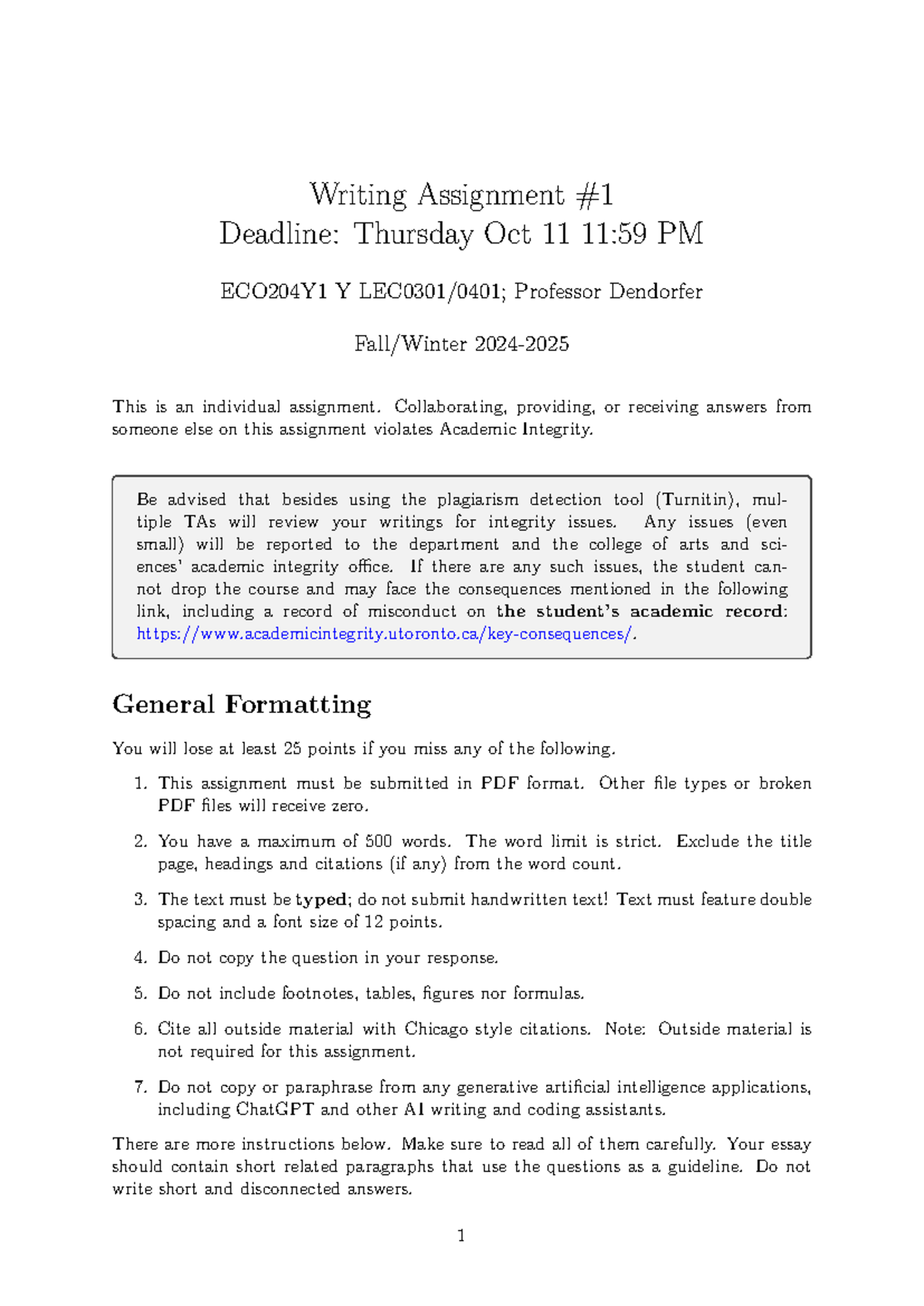 2425 writing assignment 1 - Writing Assignment Deadline: Thursday Oct ...