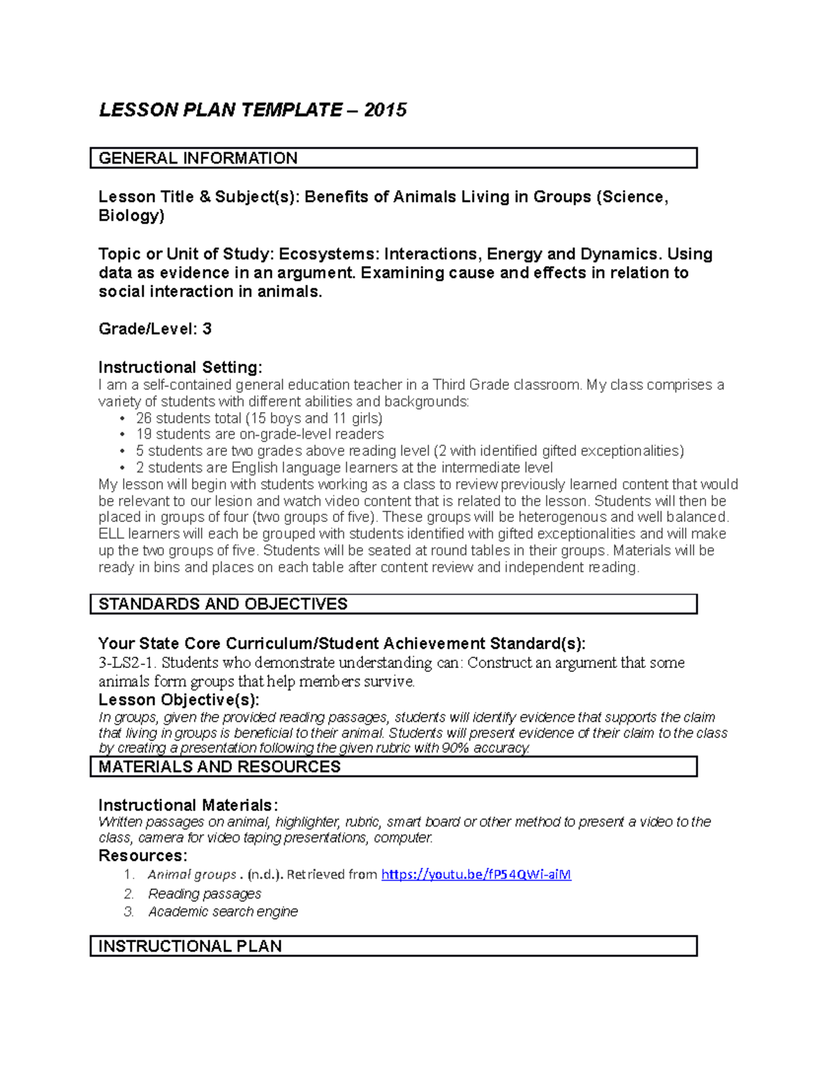 Lesson Plan final - Copy - LESSON PLAN TEMPLATE – 2015 GENERAL ...