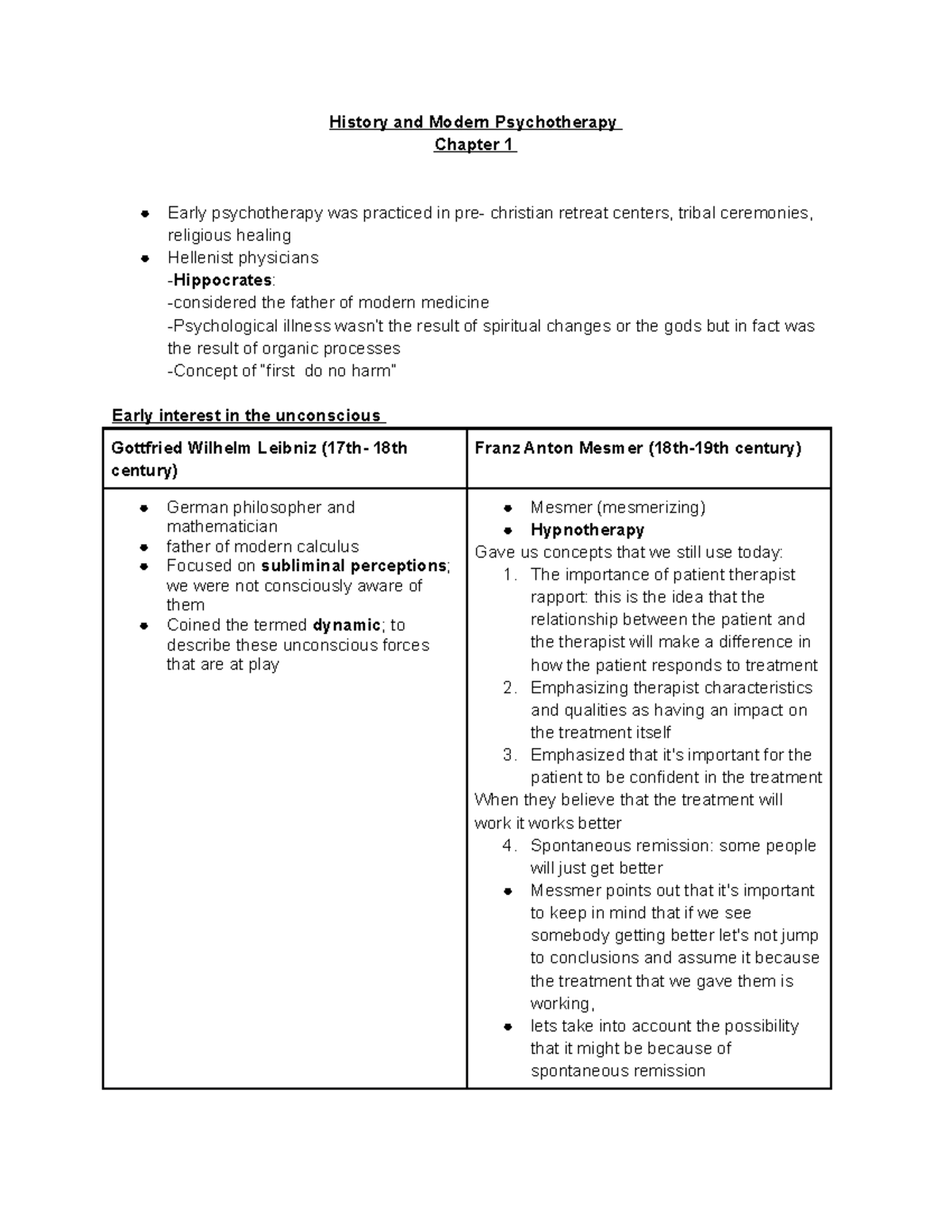 Week 2 (chapter 1) History and Modern Psychotherapy - History and ...