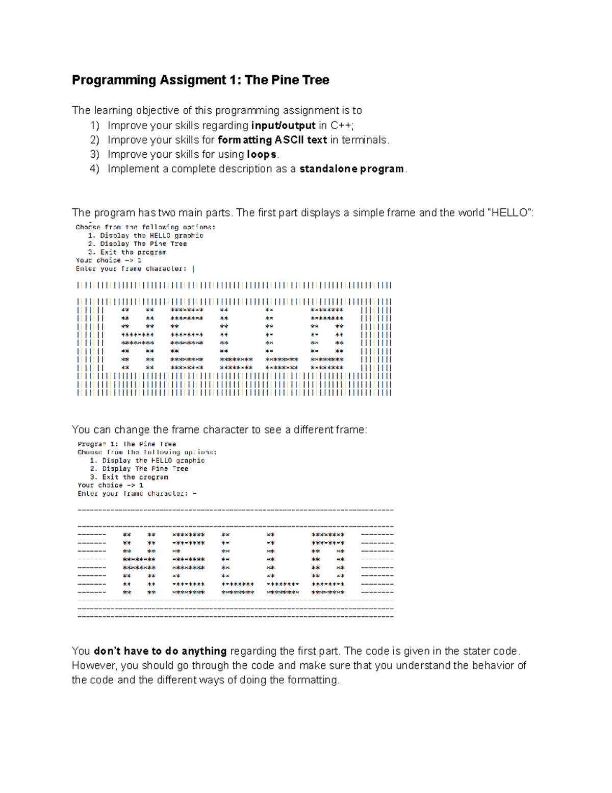 Programming Assignment 1: The Pine Tree - Studocu
