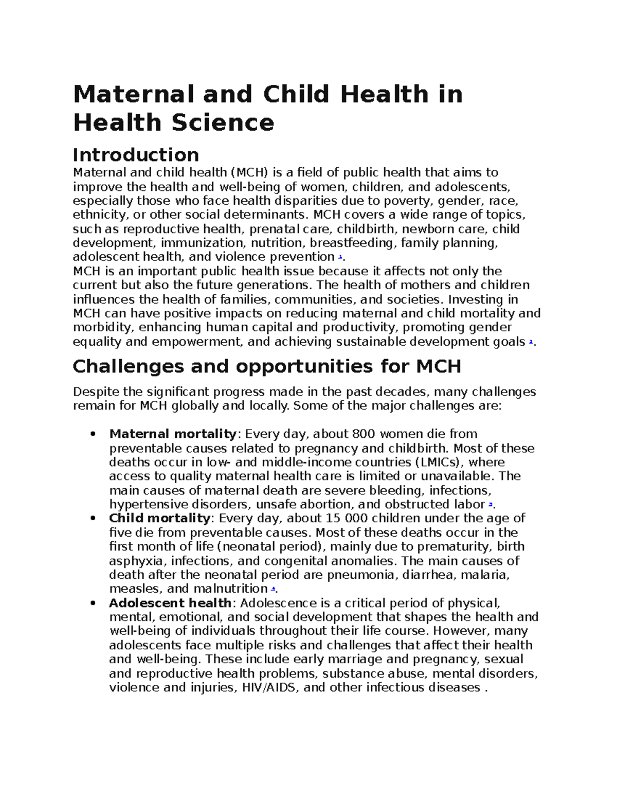 Maternal and Child Health in Health Science - Maternal and Child Health ...
