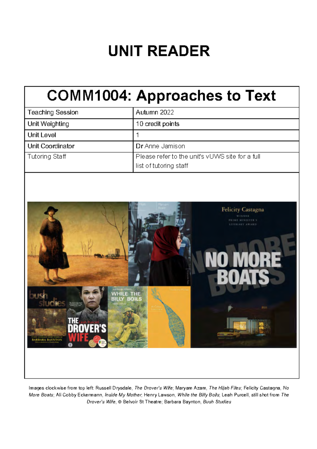 Set Readings - UNIT READER COMM1004: Approaches to Text Teaching ...