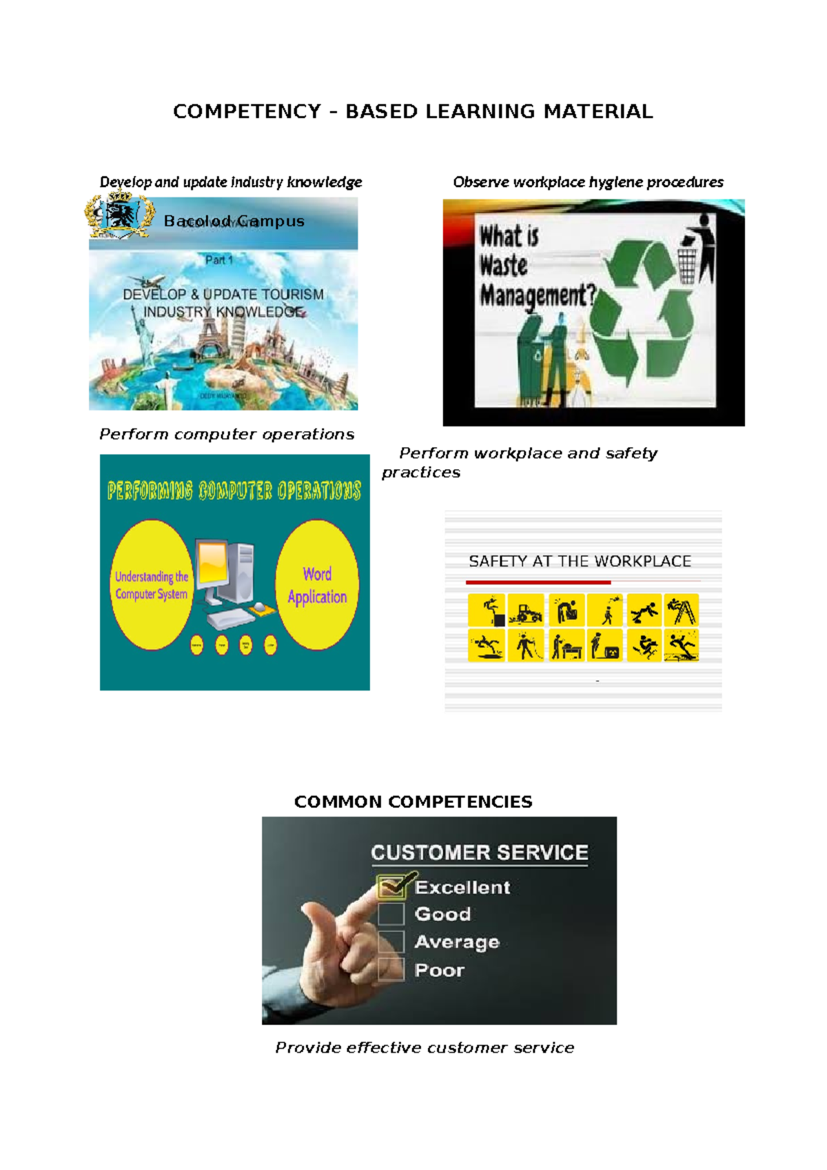 Common Units of Competencies - COMPETENCY – BASED LEARNING MATERIAL ...