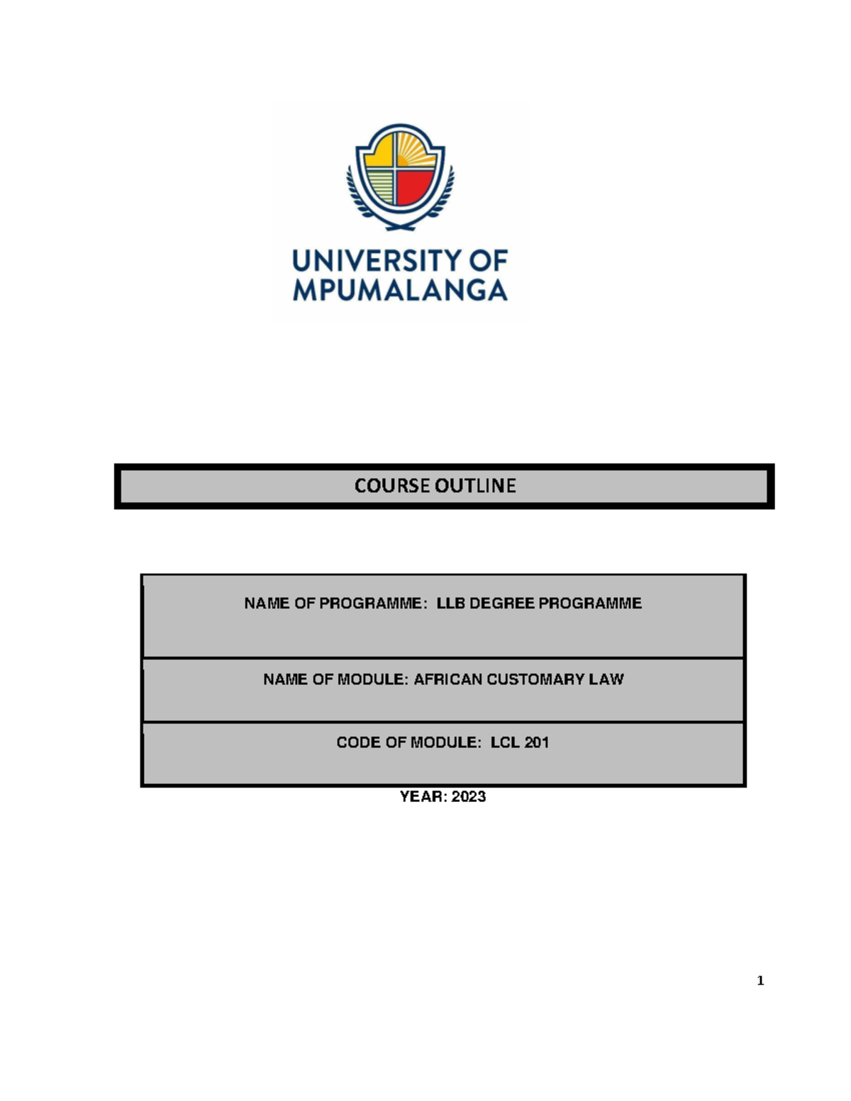 Modular Outline - Study material for 2nd year students - COURSE OUTLINE ...