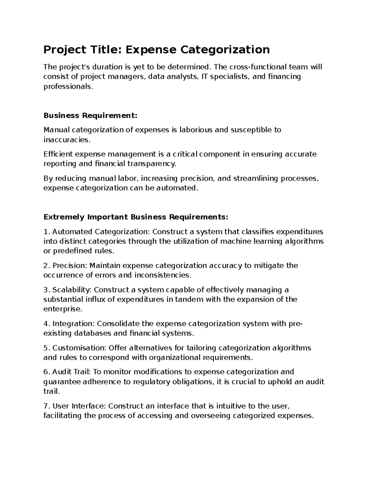 Expense Categorize - Project Title: Expense Categorization The project's duration is yet to be ...