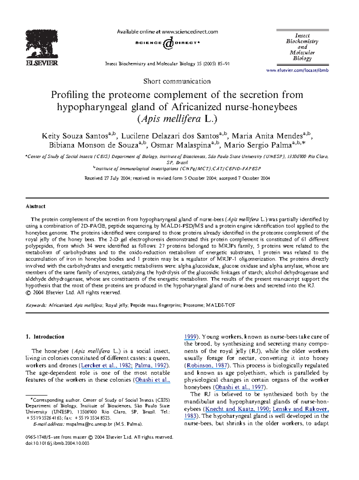 Profiling the proteome complement of the - Insect Biochemistry and ...