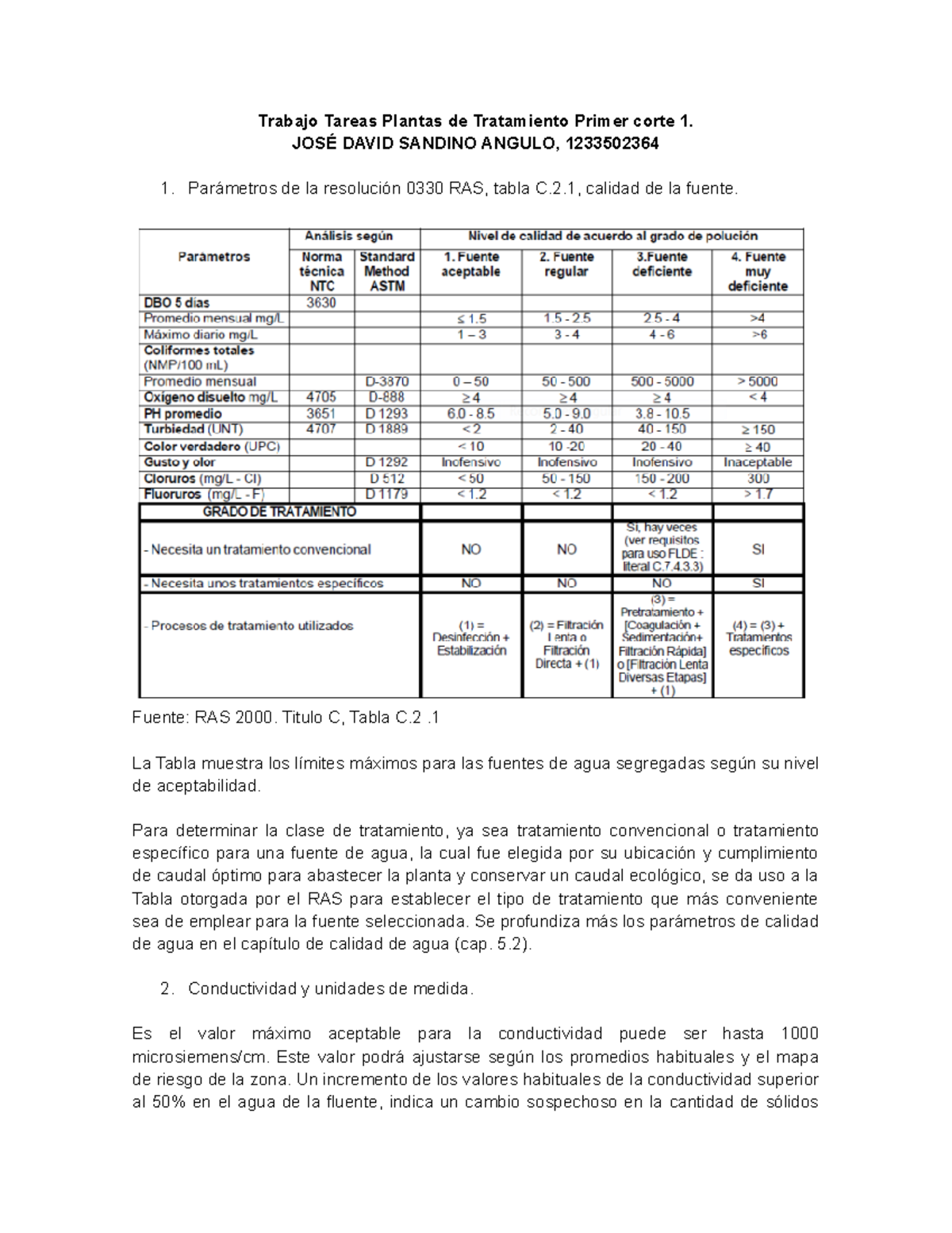 Tareas Primer Tercio - descripción de algunas unidades de parámetros fisicoquímicos de ...