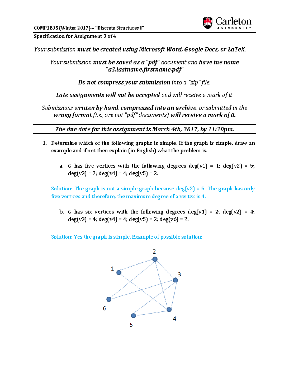 COMP1805 Assign 03 (Model Solutions) - Specification for Assignment 3 of 4 Your submission must ...