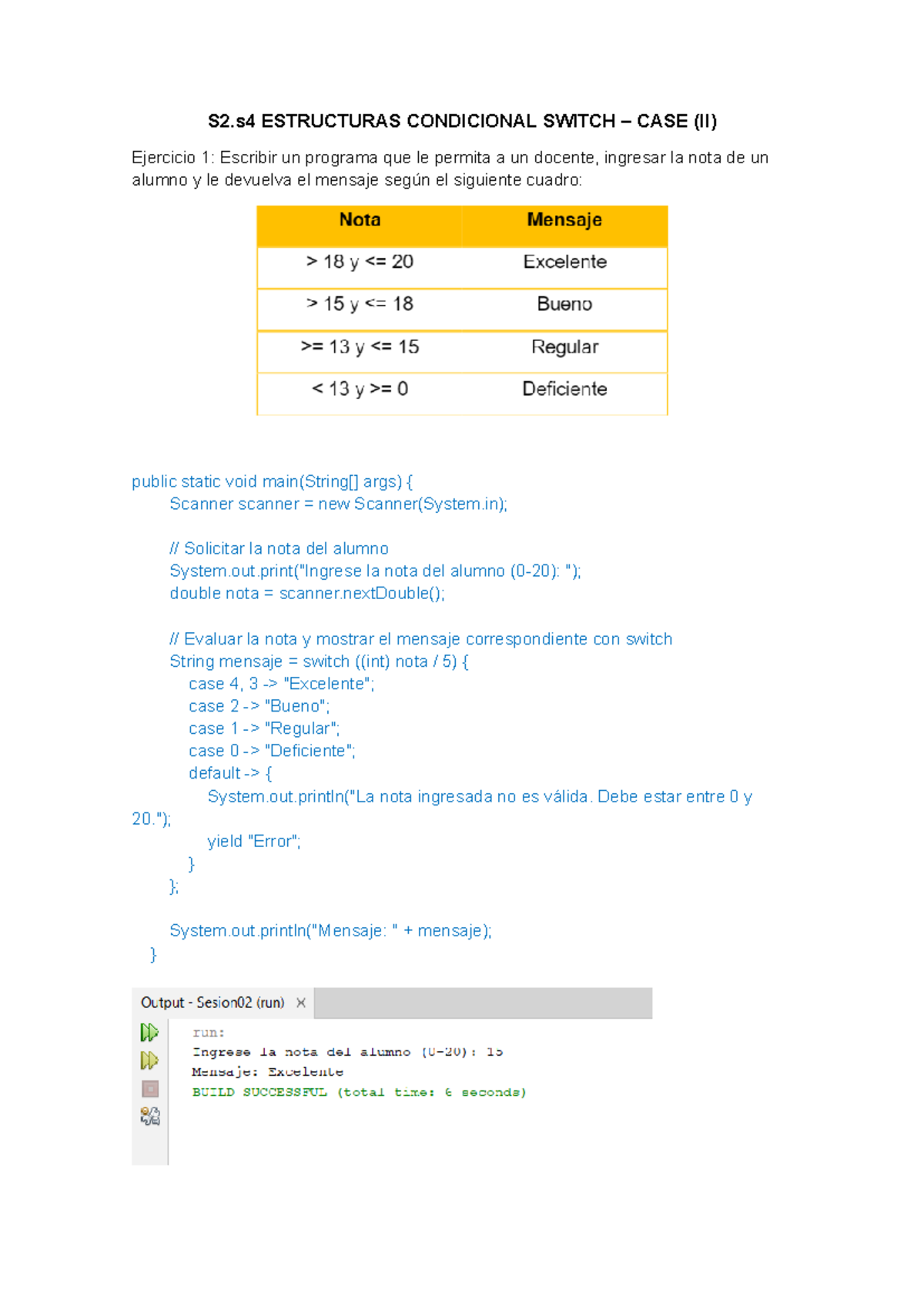 S2s4 Taller de programacion - S2 ESTRUCTURAS CONDICIONAL SWITCH – CASE ...