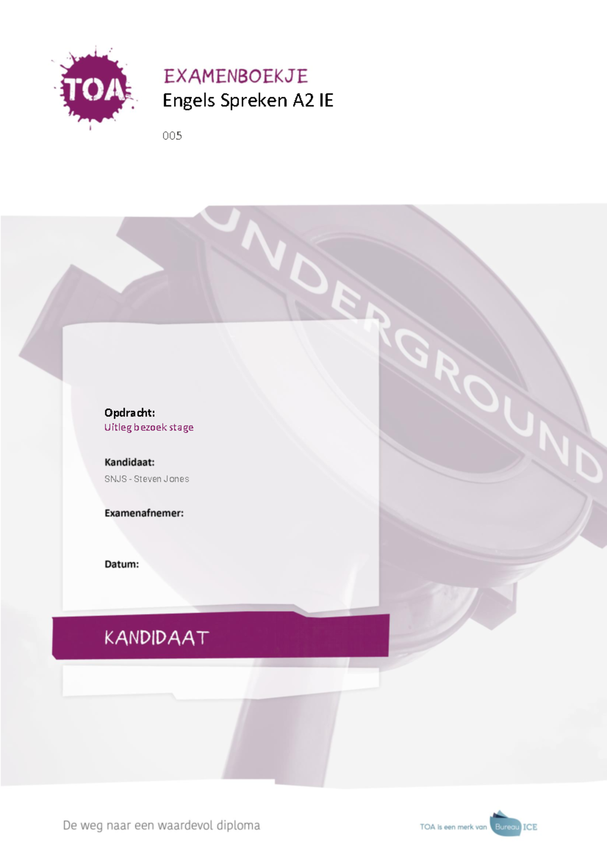 Engels spreken A2 student - Engels Spreken A2 IE Opdracht: Uitleg ...