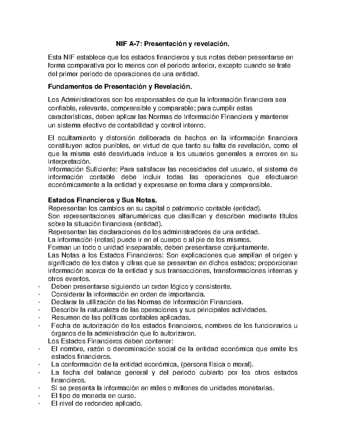 NIF A-7 Y A-8 - NIF A-7 Y A-8 - NIF A-7: Presentación y revelación ...