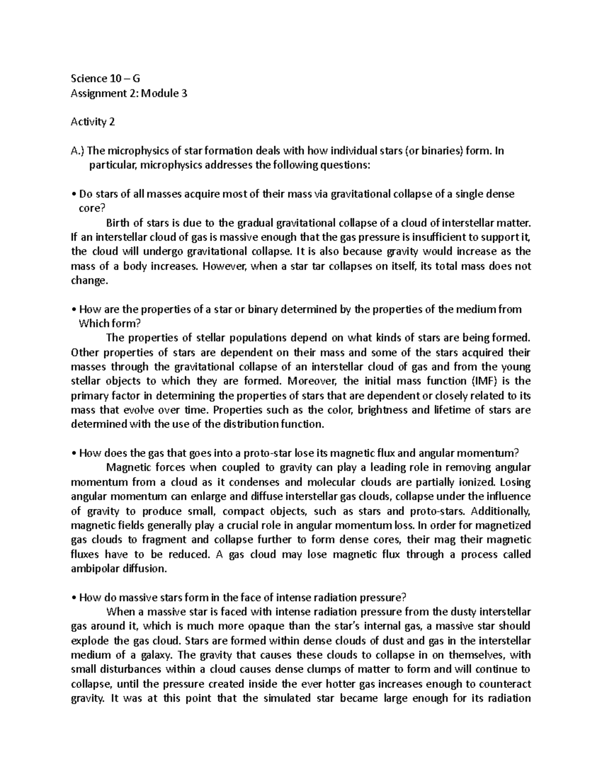 Science 10 - Module 3 Activity 2 - Science 10 – G Assignment 2: Module ...