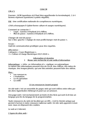 CM CUN - cours de cun en l1 psychologie - CM CULTURE ET USAGE NUMÉRIQUE ...