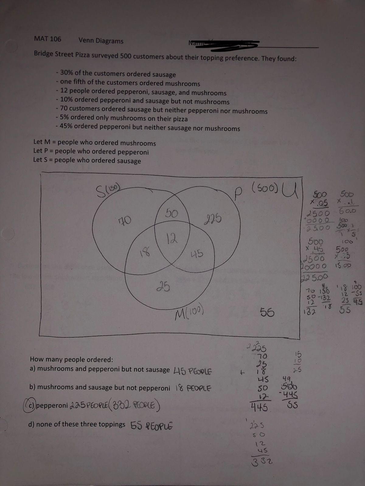 Venn Diagram Practice Worksheets - MAT 106 - Studocu