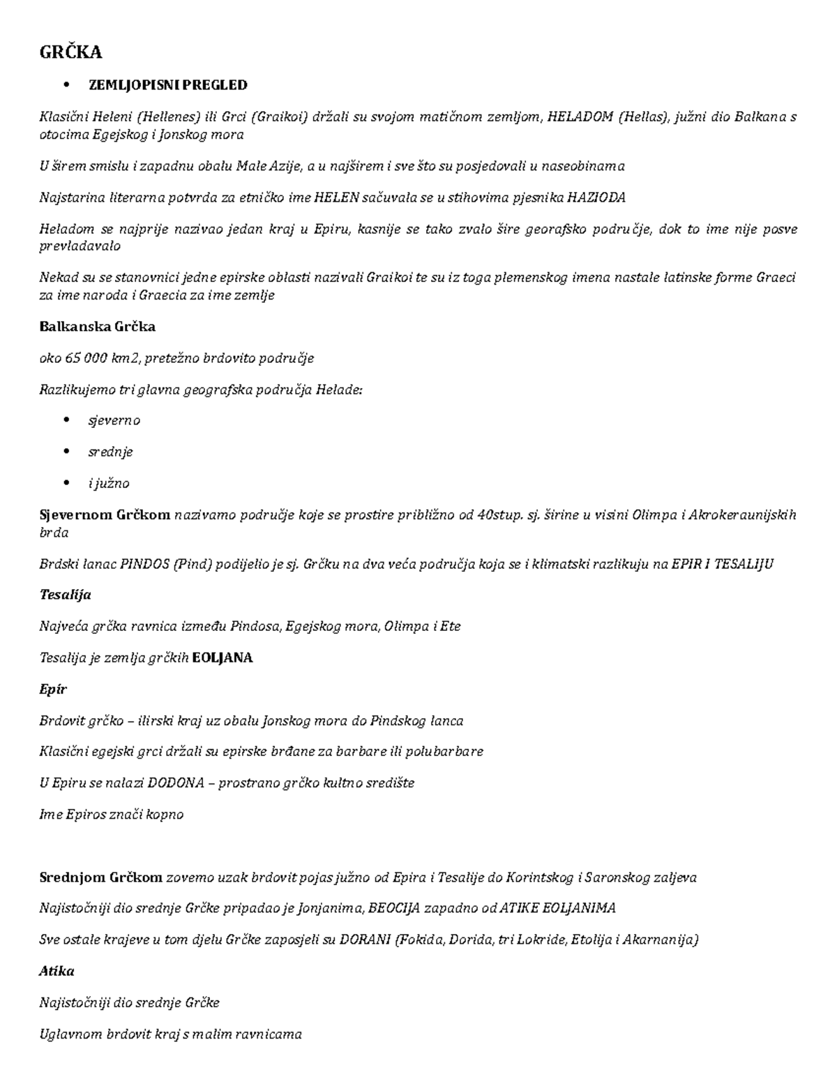 Grci i rimljani skripta - GRČKA ZEMLJOPISNI PREGLED Klasični Heleni ...