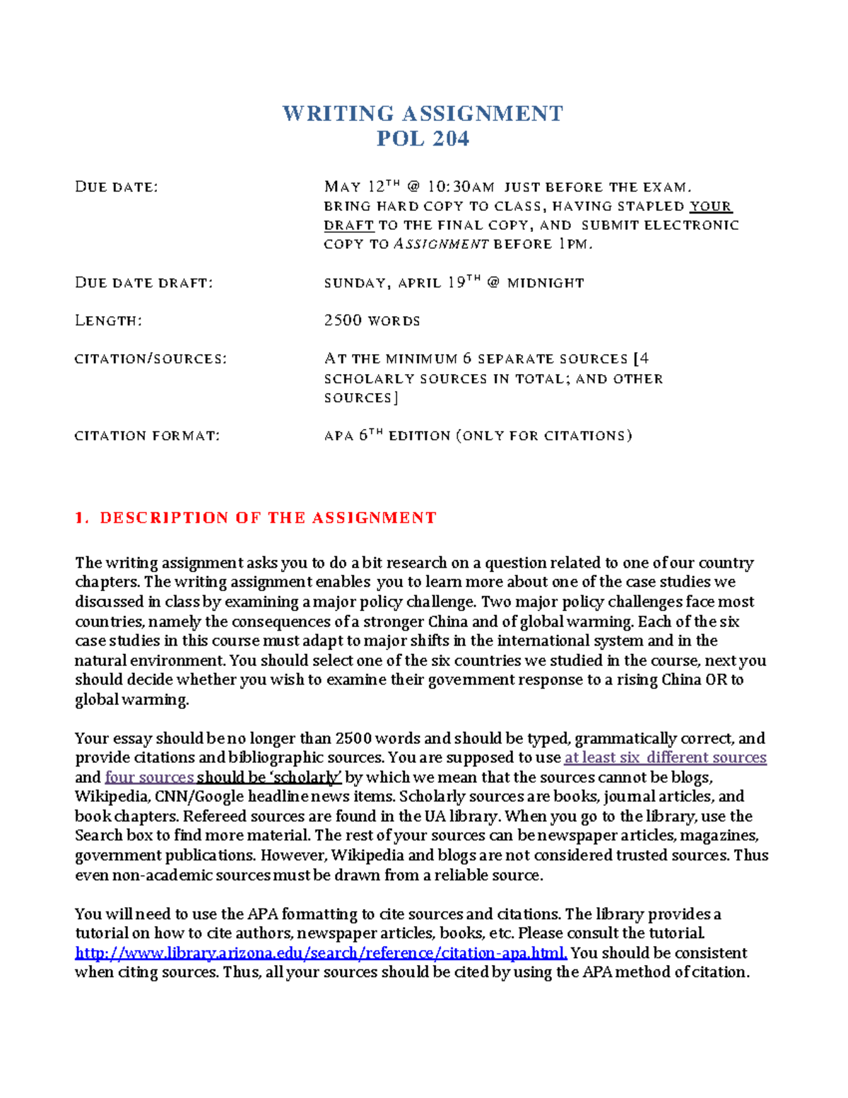 POL 204 Writing Assigment Spring 20201 - WRITING ASSIGNMENT POL 204 DU ...