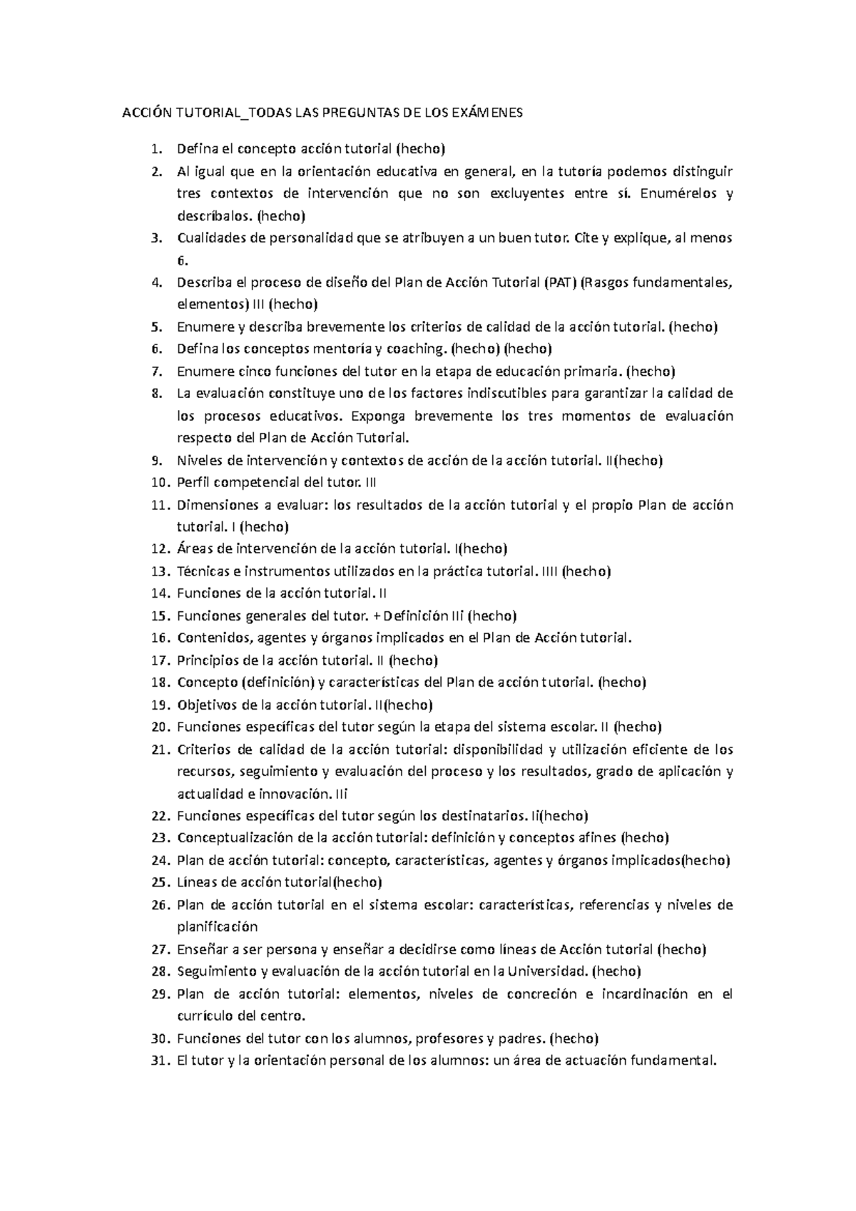 Acción Tutorial Exmen - Lista de preguntas que entran en el examen - ACCIÓN TUTORIAL_TODAS LAS ...