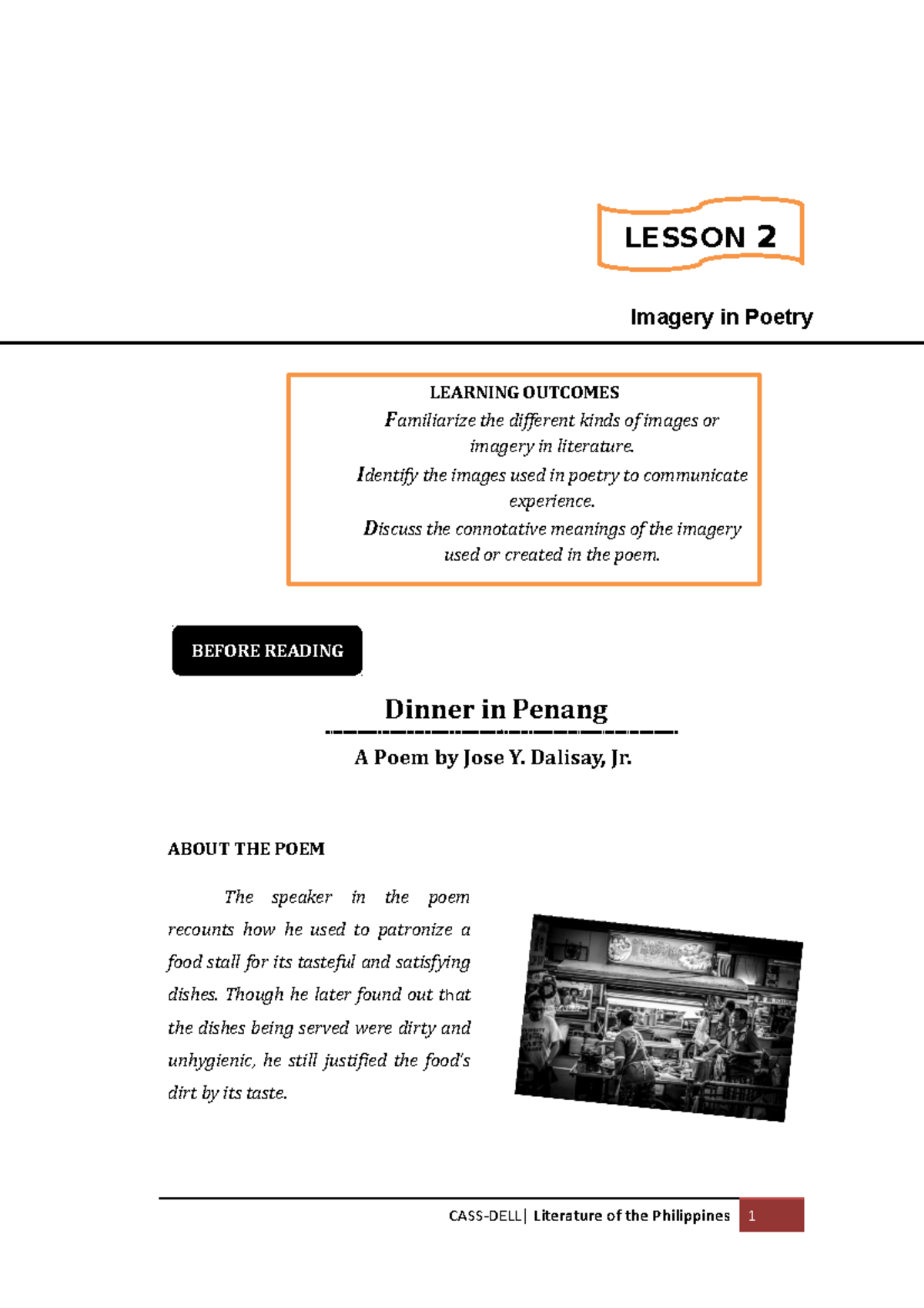 2 Chapter-I Lesson-2 Imagery-IN- Poetry - Imagery in Poetry A Poem by ...