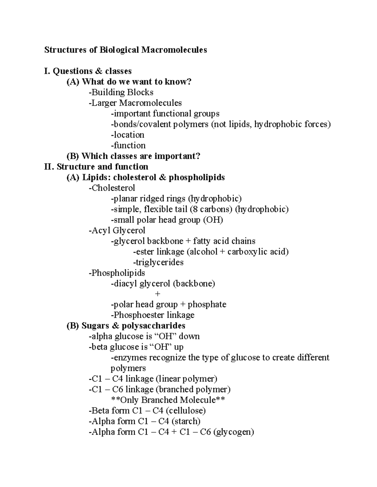 Lec 4 - Structures of Biological Macromolecules - Structures of ...