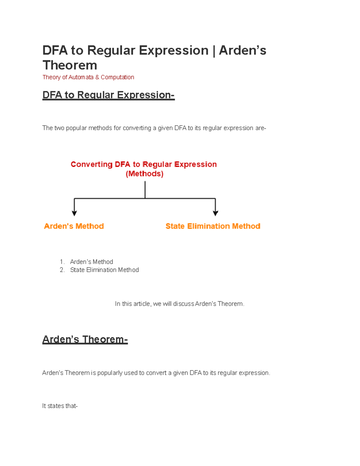 Question Bank 2 Part 06 Dfa To Regular Expression Arden S Theorem Theory Of Automata