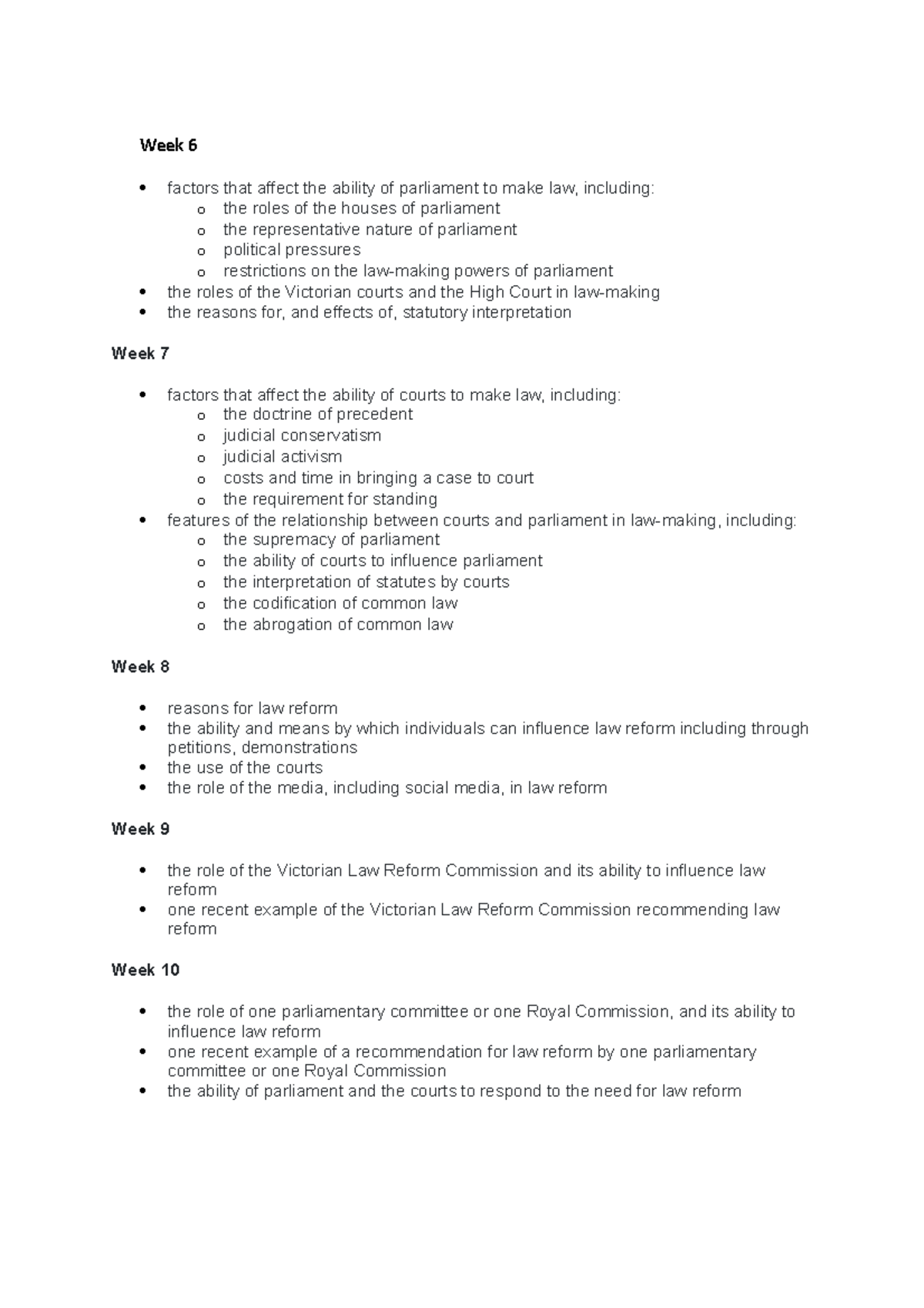Week 6 - assessment question - Week 6 factors that affect the ability of parliament to make law ...