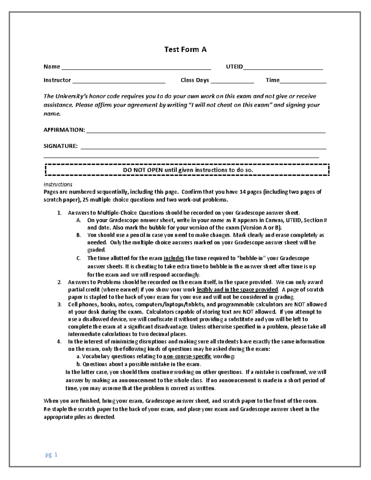 Fall 2022 - Exam 2 - Version A - posted as Fall 2023 practice exam ...