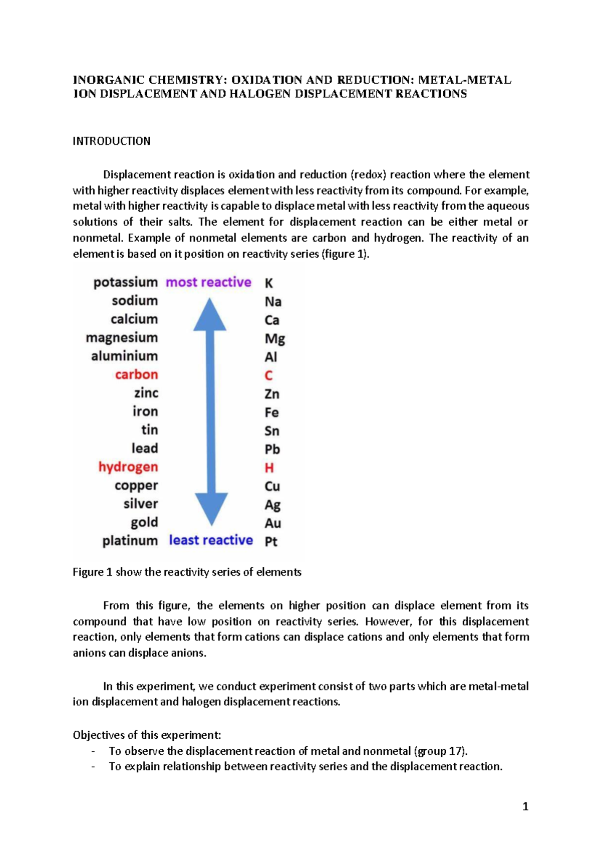 Oxidation AND Reduction - INORGANIC CHEMISTRY: OXIDATION AND REDUCTION ...
