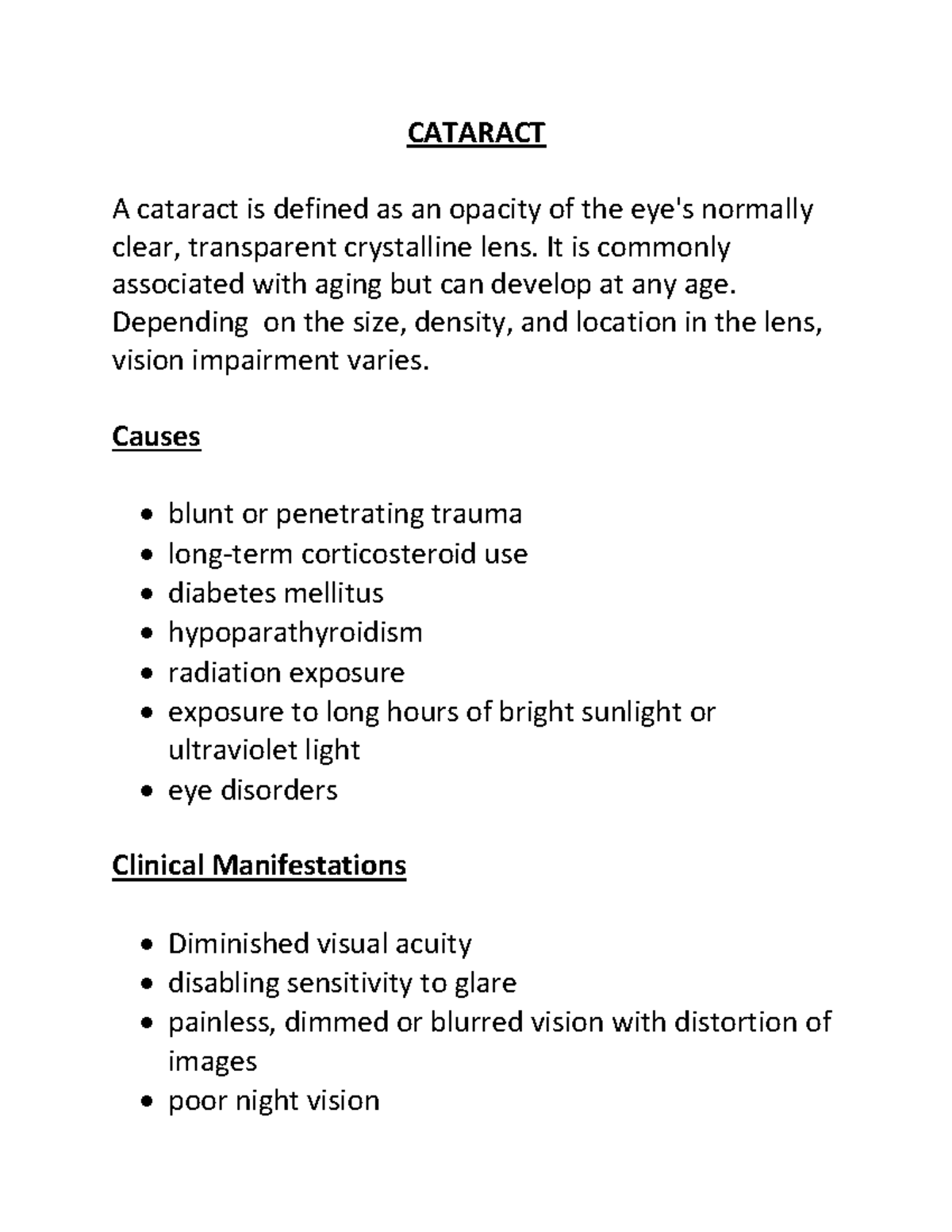 Cataract - This study material is for nursing students to improve their ...