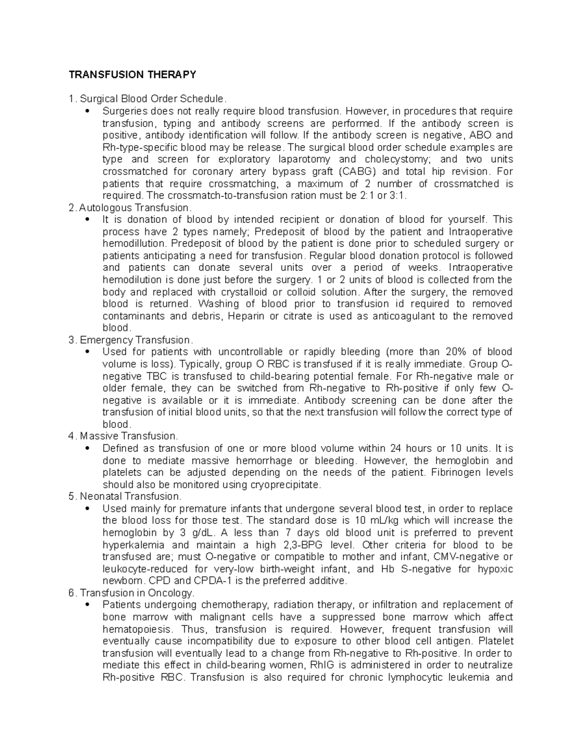 BB - Transfusion Therapy - TRANSFUSION THERAPY Surgical Blood Order ...