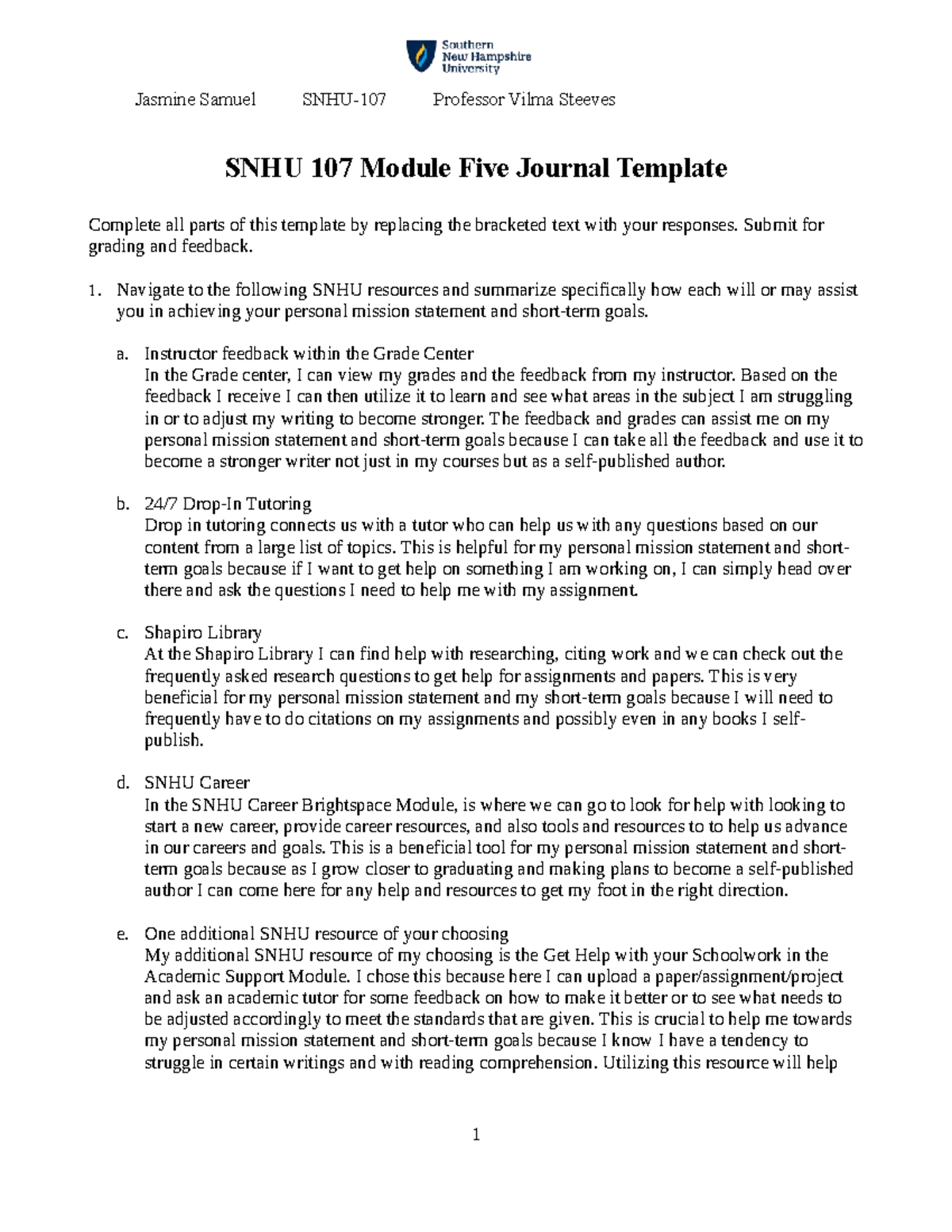 5-3 Journal Learner Resource Scavenger Hunt 70 Points - Jasmine Samuel ...