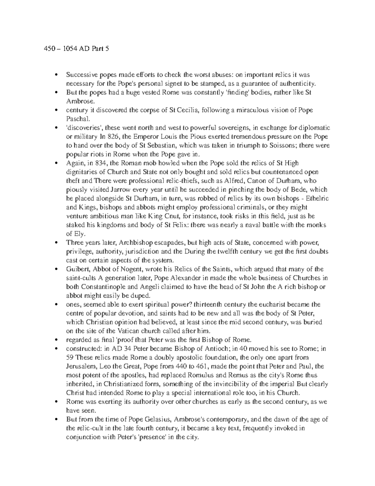 450 – 1054 AD Part Five - 450 – 1054 AD Part 5 Successive popes made ...