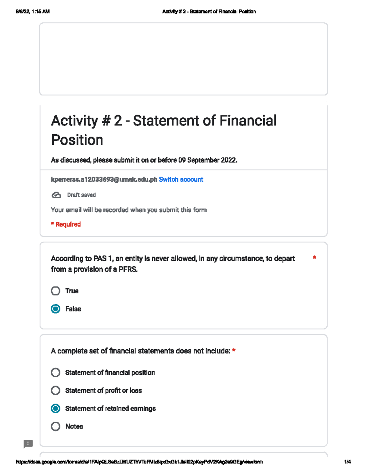 Activity 2 - For those students aiming for answer with this specific ...