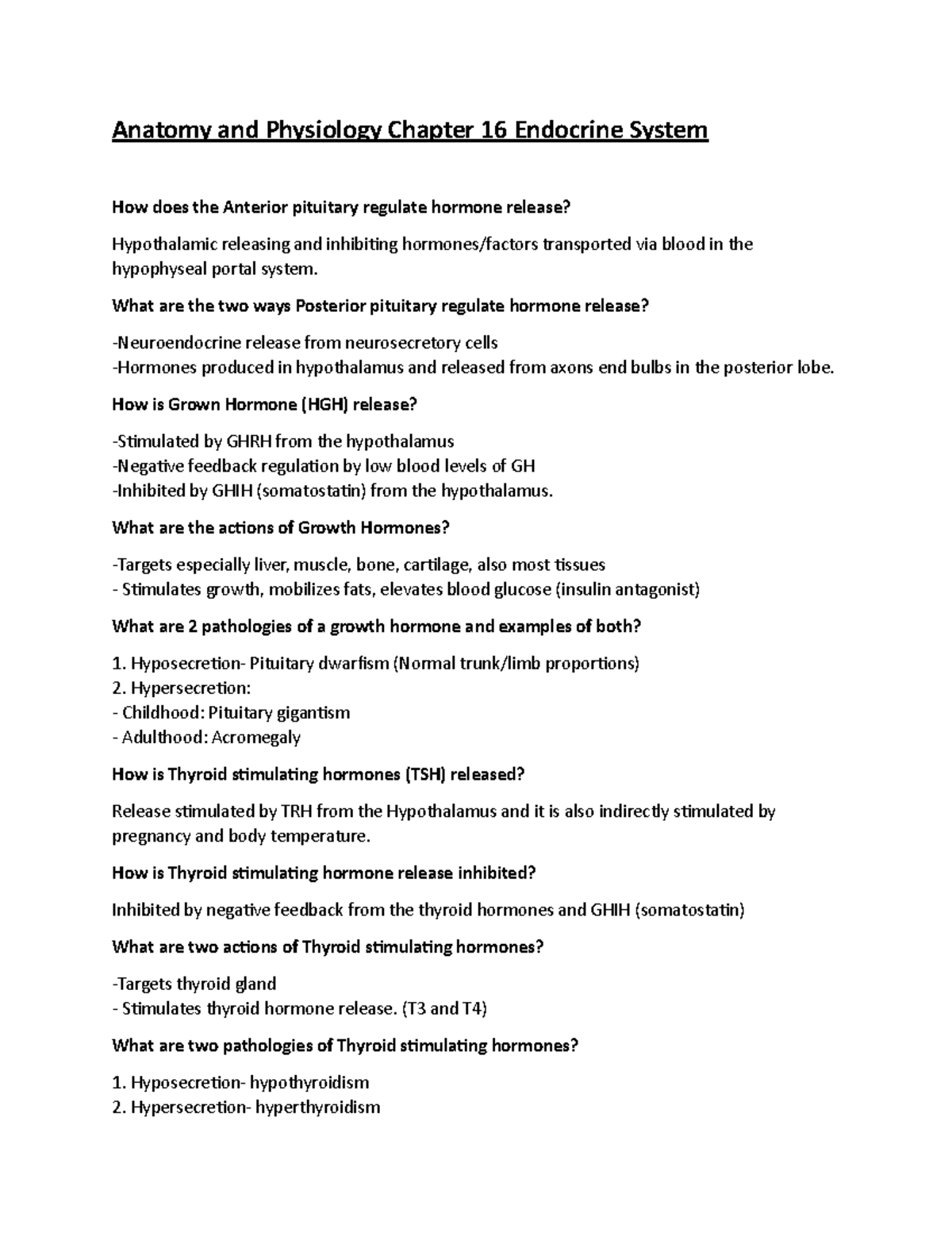 Anatomy and Physiology Chapter 16 Endocrine System CON - What are the ...