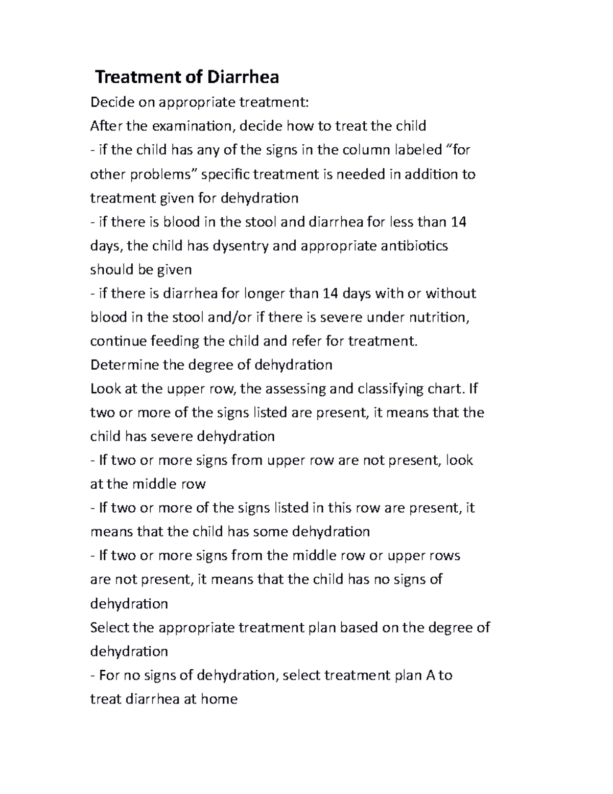 Treatment of Diarrhea - Treatment of Diarrhea Decide on appropriate ...