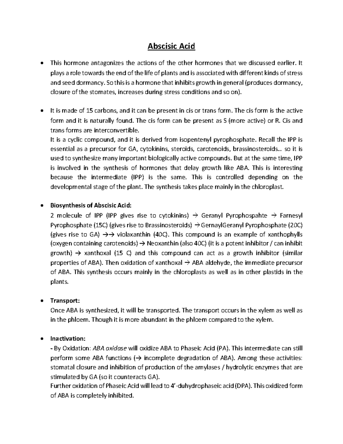 (11) Abscisic Acid - Summary on a hormone involved in plant develops ...