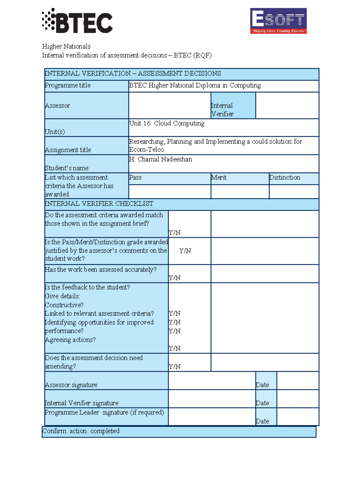 Unit 16 - Cloud-Computing Reworded 2021 - Higher Nationals Internal verification of assessment ...