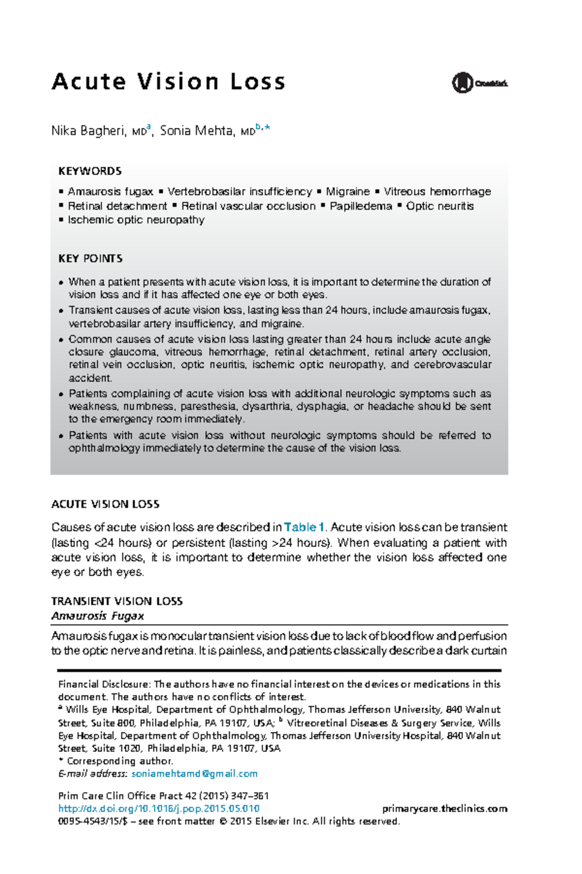 Acute Vision Loss - evaluación de la pérdida visual aguda - A c u t e V ...