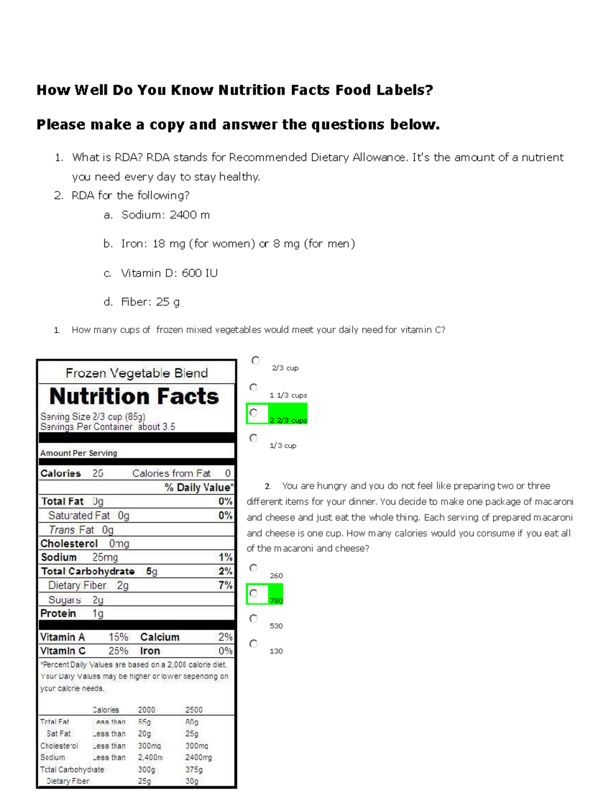 How Well Do You Know Nutrition Facts Food Labels Questions and Answers ...